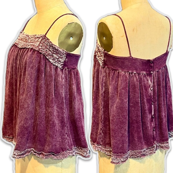 Altar'd State | Tops | Flirty Ruffled Crochet Tank Top Button Back Boho ...